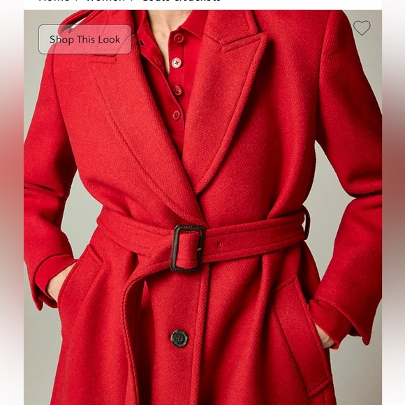 J. Crew | Jackets & Coats | Jcrew Chic Red Belted Coat | Poshmark